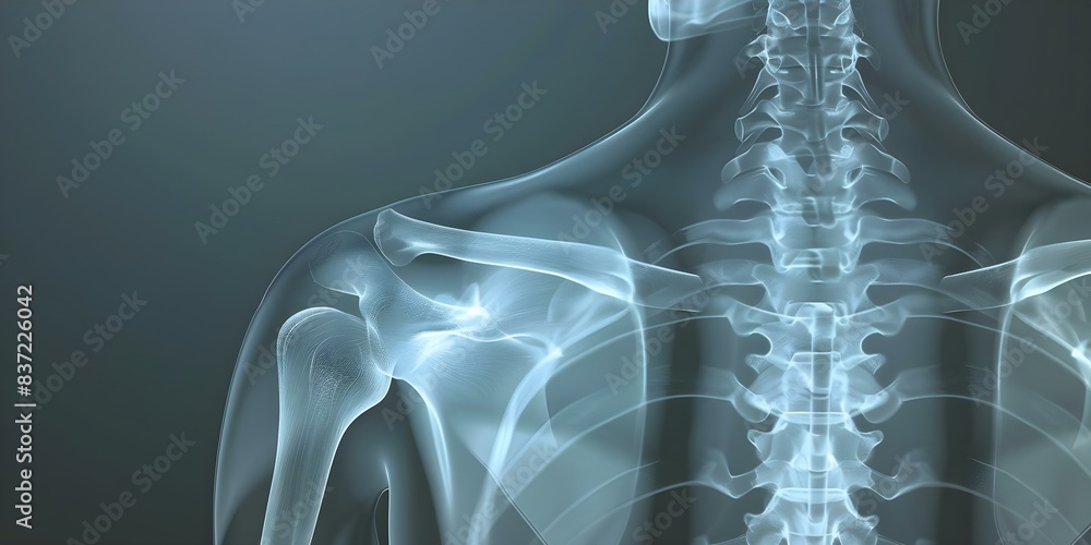 X-ray image of a healthy shoulder joint showcasing human bone structure. Concept Medical Imaging ...