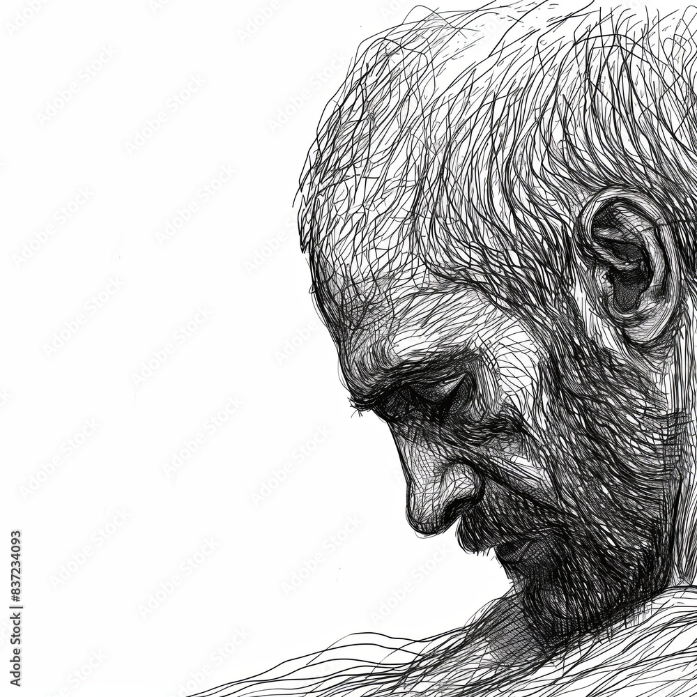 Man thinks about a problem. Time for reflection. Despair, depression ...