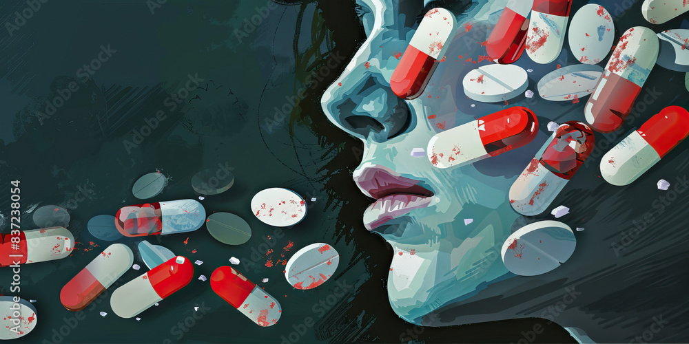 The Cycle of Relapse: A desk adorned with various medication bottles ...