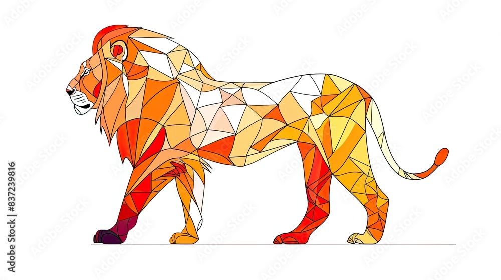 A drawing of a lion showing the full body, in one-line drawing, figure ...