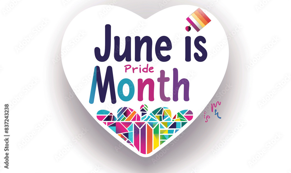 Elegant "June is Pride Month" lettering with a Progress LGBTQIA pride ...
