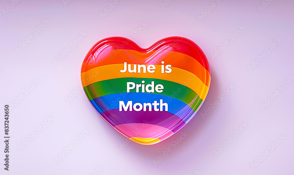 Message "June is Pride Month" featuring a heart-shaped Progress LGBTQIA ...