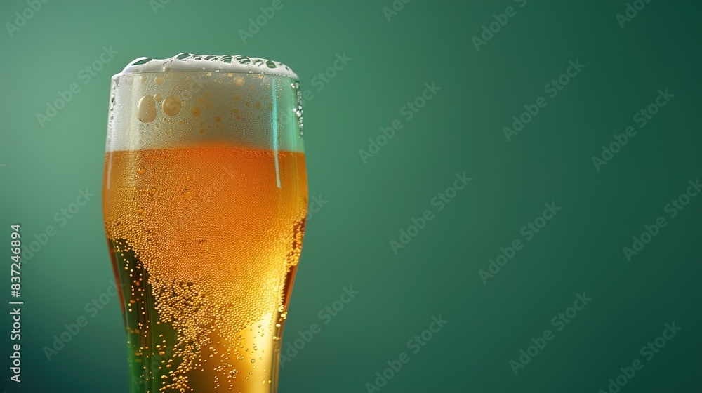 A pint of crisp and hoppy IPA beer with bubbles rising to the top, set ...