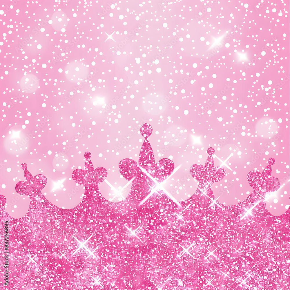 Pink glitter girl princess party birthday background or border design ...