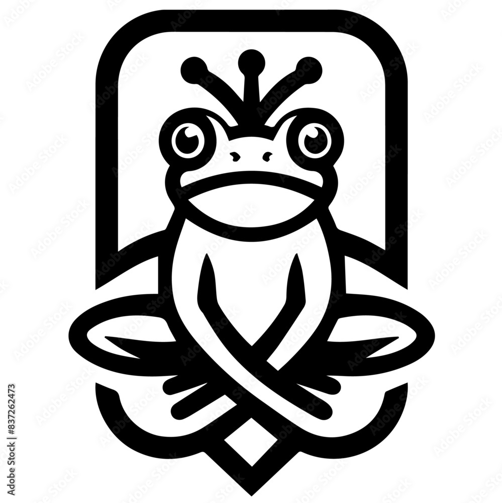 frog logosimple graphic vector shape in logo style, monochrome ...