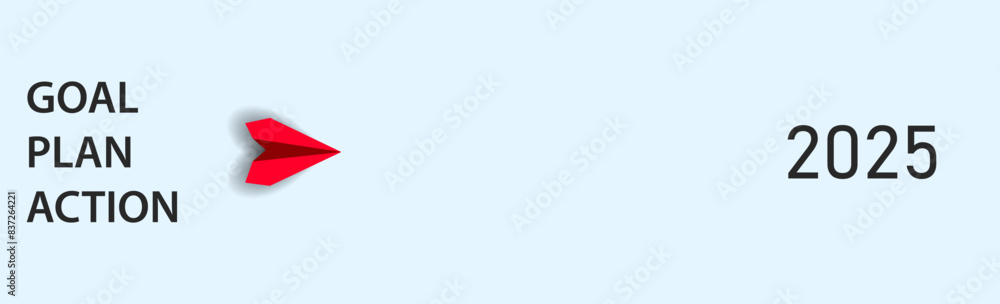 Red plane flying goal, plan, success from 2025. target idea concept ...