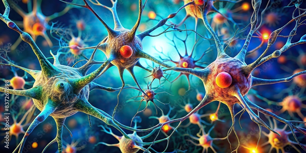 Highly detailed microscopic histology image of human brain tissue ...