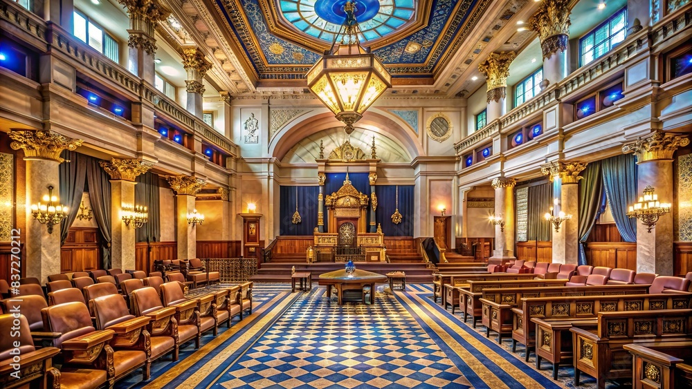 Foto de Interior of a grand Masonic temple with ornate architecture and ...