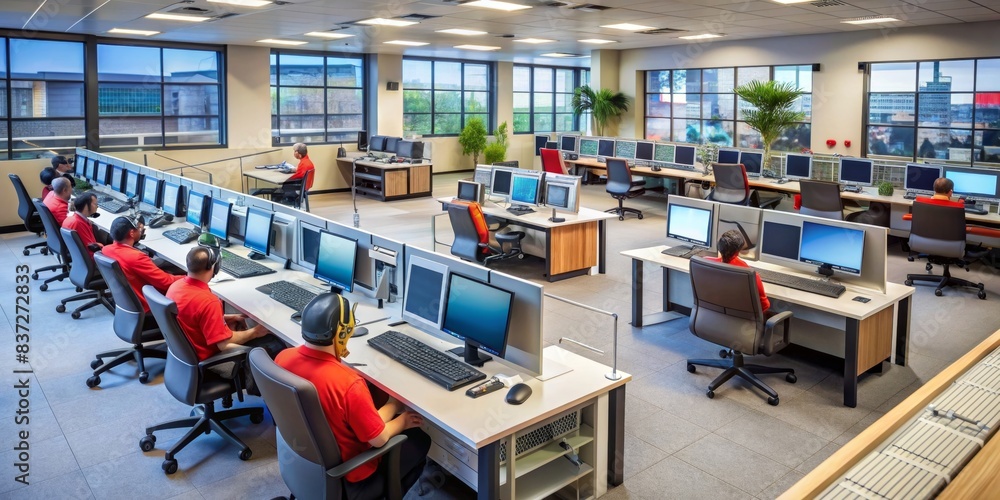 Emergency-themed 911 call center for first responders, fire, police ...