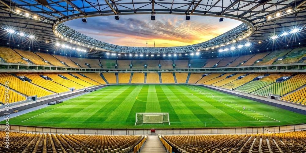 Empty soccer stadium ready for a tournament , sports, soccer, field ...