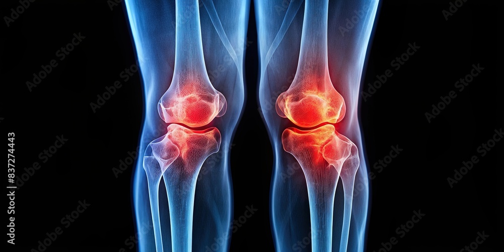 X-ray image showing knee arthritis diagnosis in medical orthopedic ...