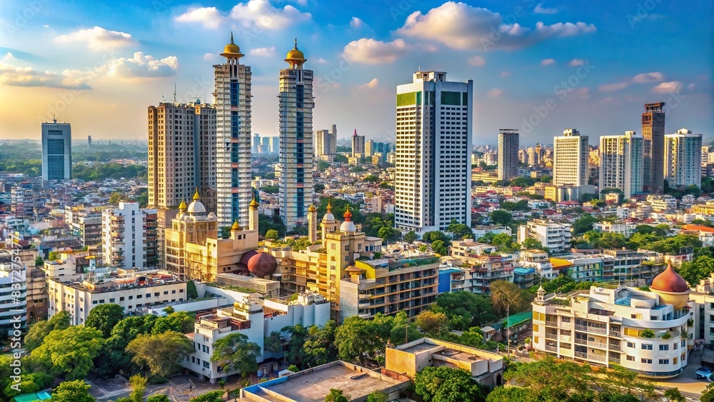 Cityscape of Hyderabad with modern tall buildings and skyscrapers ...