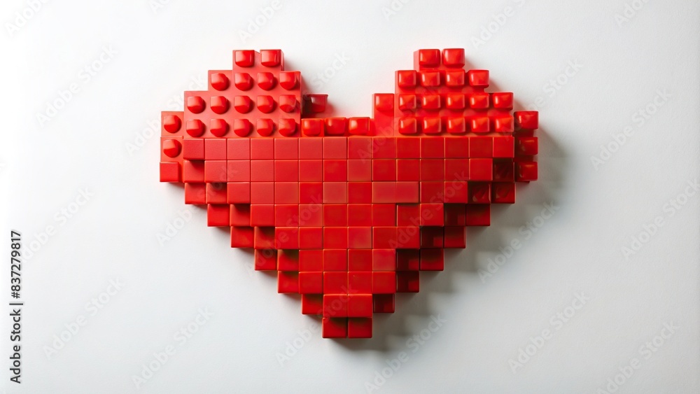 Red lego heart shape on white background, heart, red, lego, toy, brick ...