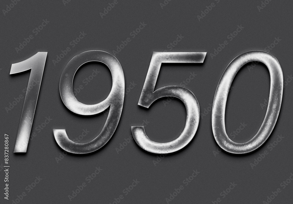 Chrome metal 3D number design of 1950 on grey background. Stock ...