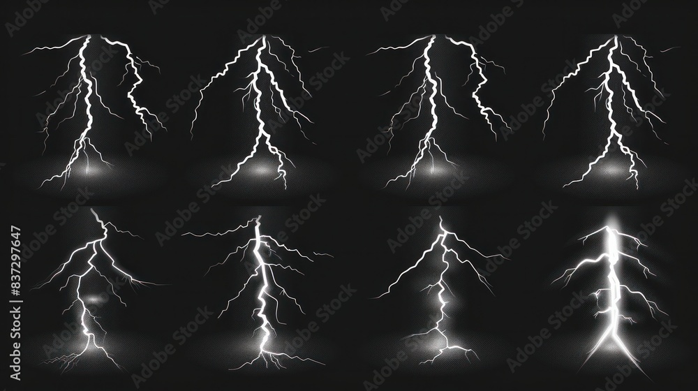 A sprite sheet presents lightning strikes animation, portraying ...