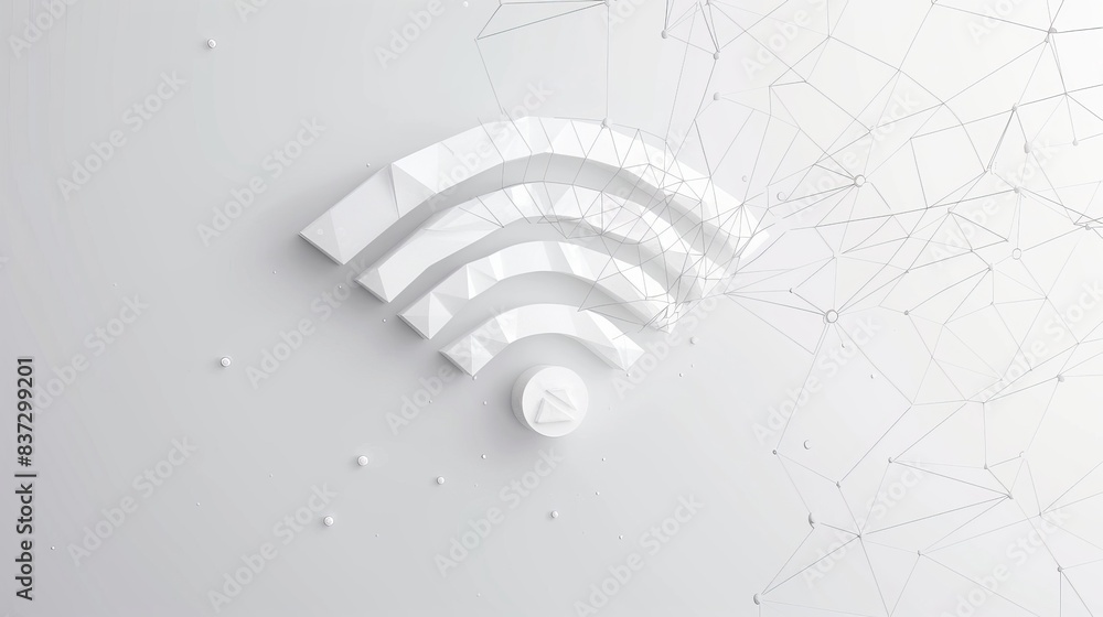 Wireless wi-fi symbol abstract origami 3d illustration. Polygonal ...