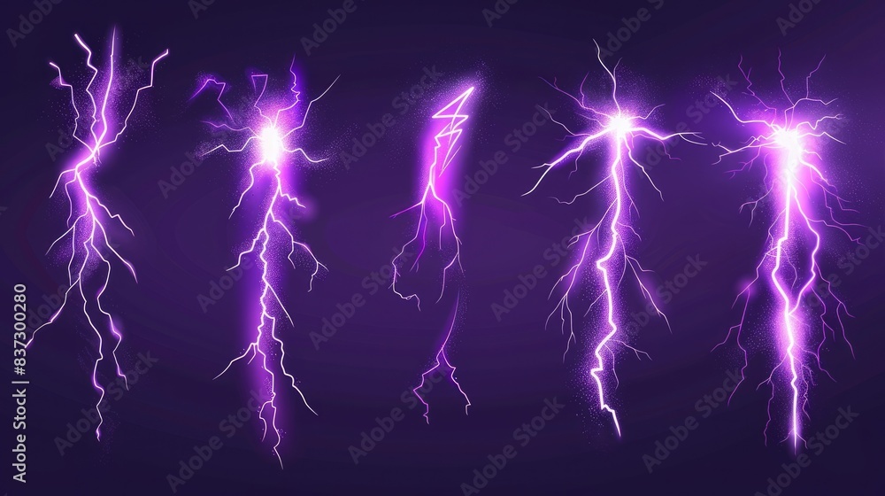 Animation sprite sheet of thunderbolt strike. Purple lightning ...