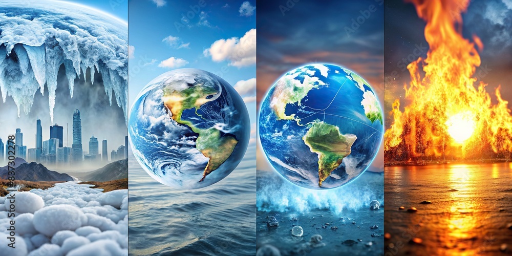 showing the effects of climate change including extreme temperatures ...