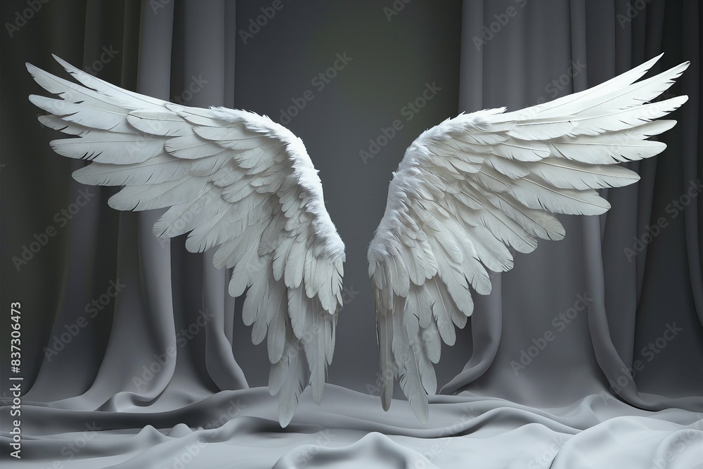 'wings background white 3d illustration rendered angel fantasy wing ...