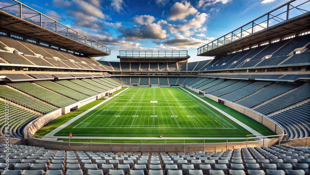 Football stadium with empty field and packed stands Stock Illustration ...