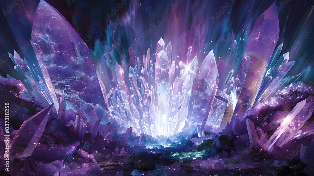 Ornate crystal gate with magical patterns, leading to another dimension ...