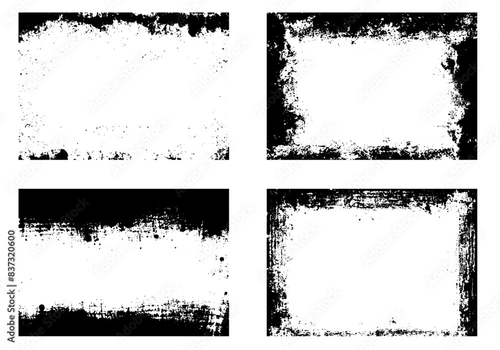 Set of 4 transparent vector grunge abstract dirty background frame ...