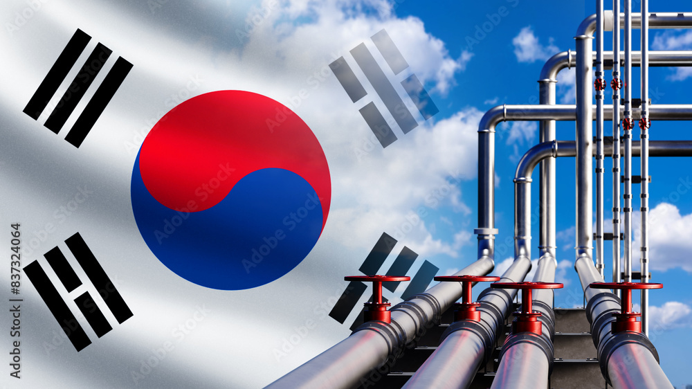 Energy industry of south Korea. Pipes for gas transportation. Oil ...