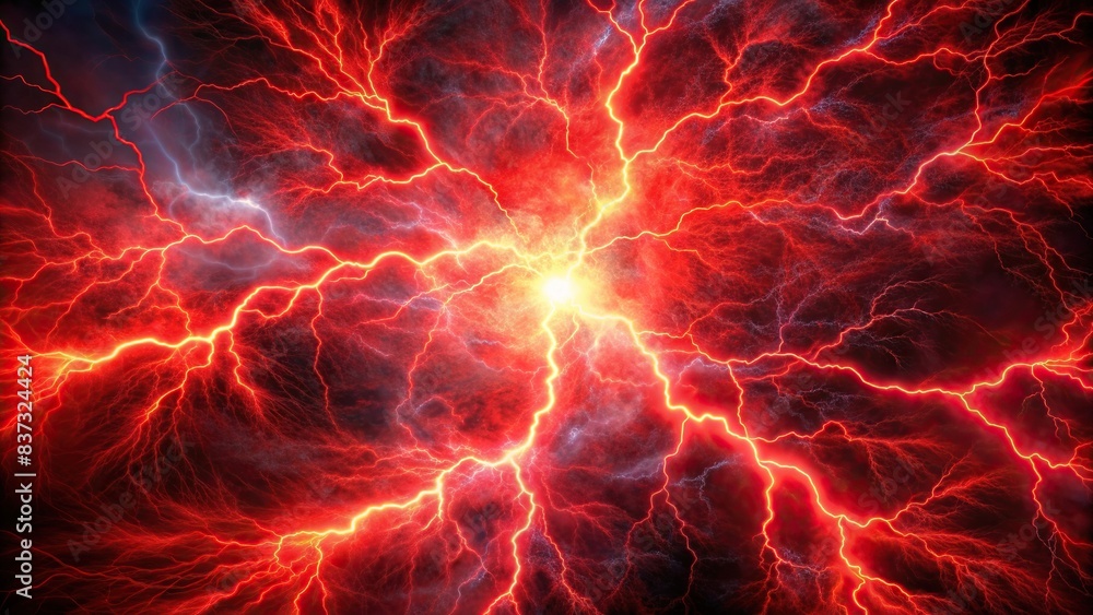 Abstract red and black electric storm with crackling energy in HD 4K ...