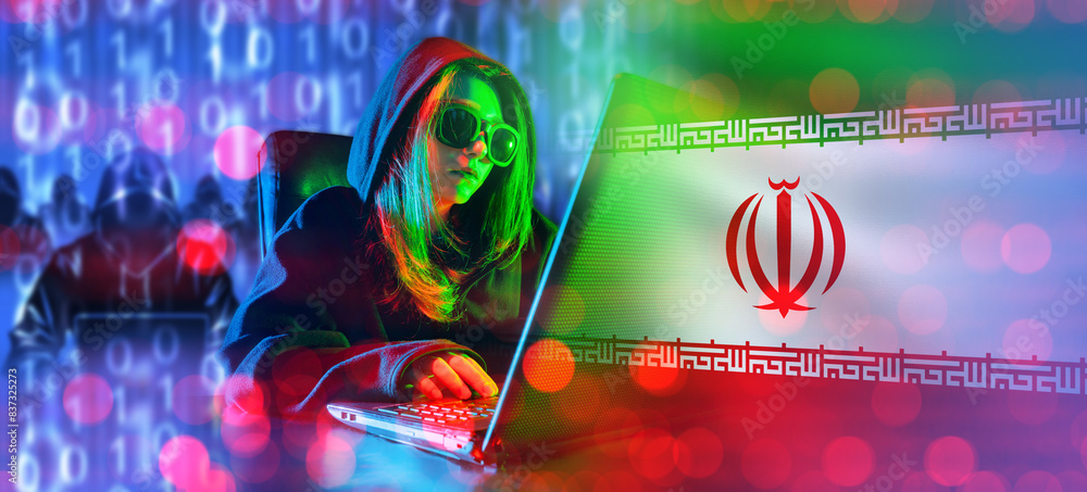 Hacker from Iran. Woman cyber specialist with laptop. Iranian hacker ...