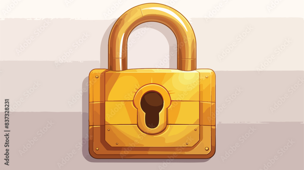 Cartoon Gold Padlock 2d flat cartoon vactor illustration Stock Vector ...