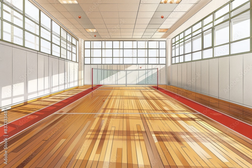 Illustration of Detailed Squash Court Layout with Clean Lines and ...