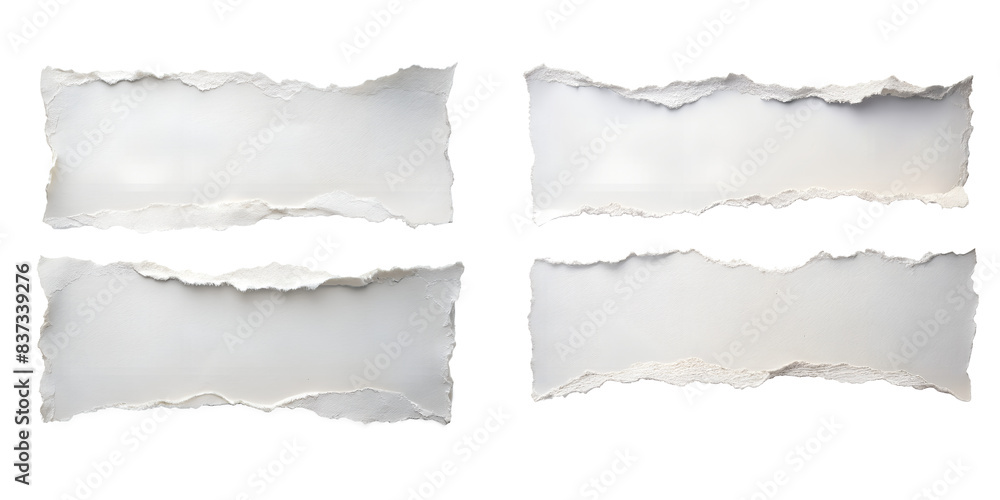 White ripped paper torn edges strips, highly detailed isolated on ...