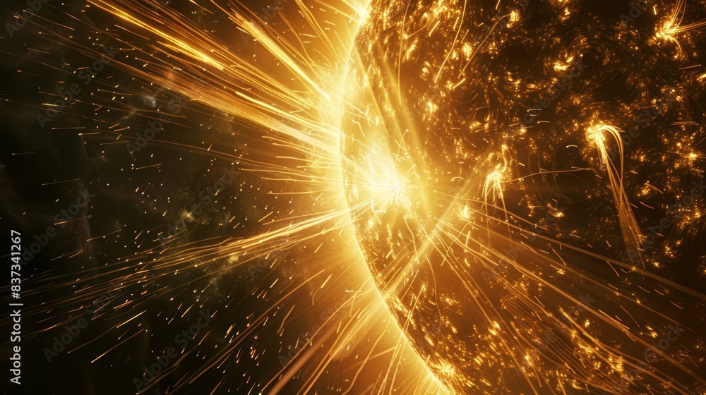 Realistic Solar Storm at Sun Surface close up from sun High Resolution ...