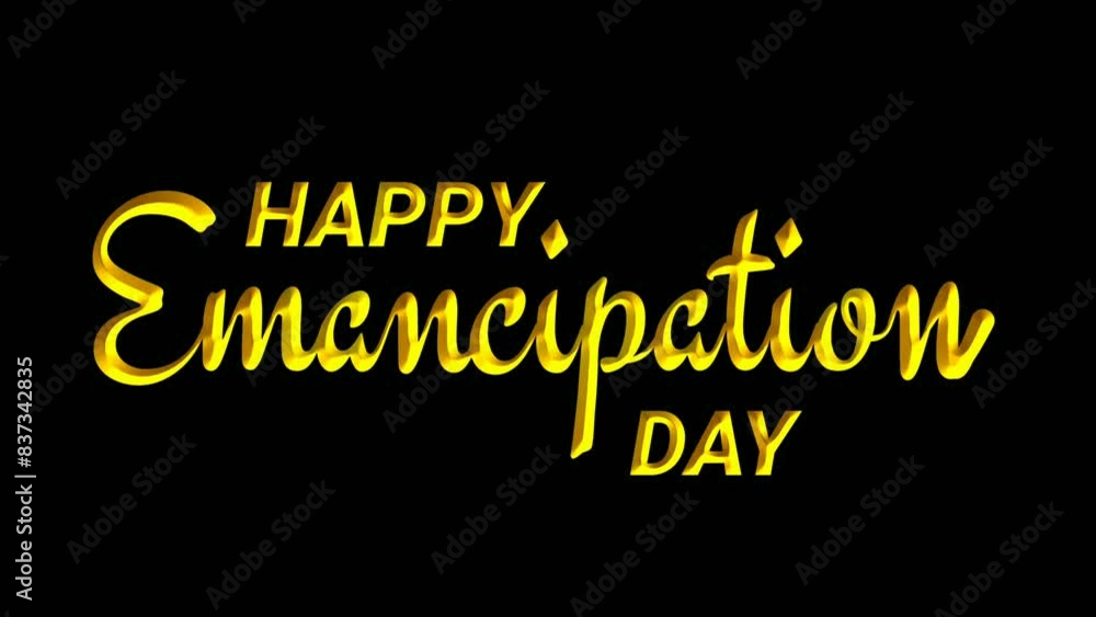Happy Emancipation Day lettering Text Animation in gold color on black ...
