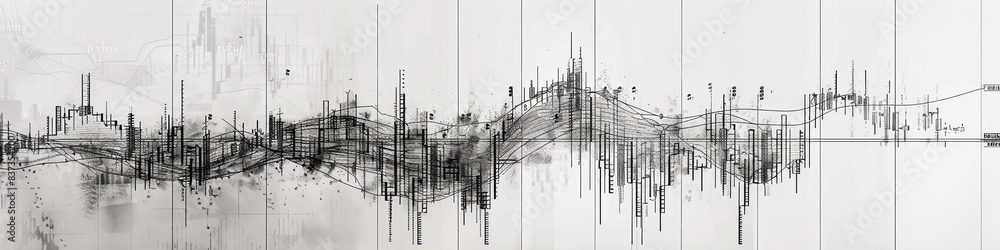 Hand-drawn pencil sketch of a trading candlestick graph in 3D, offering ...