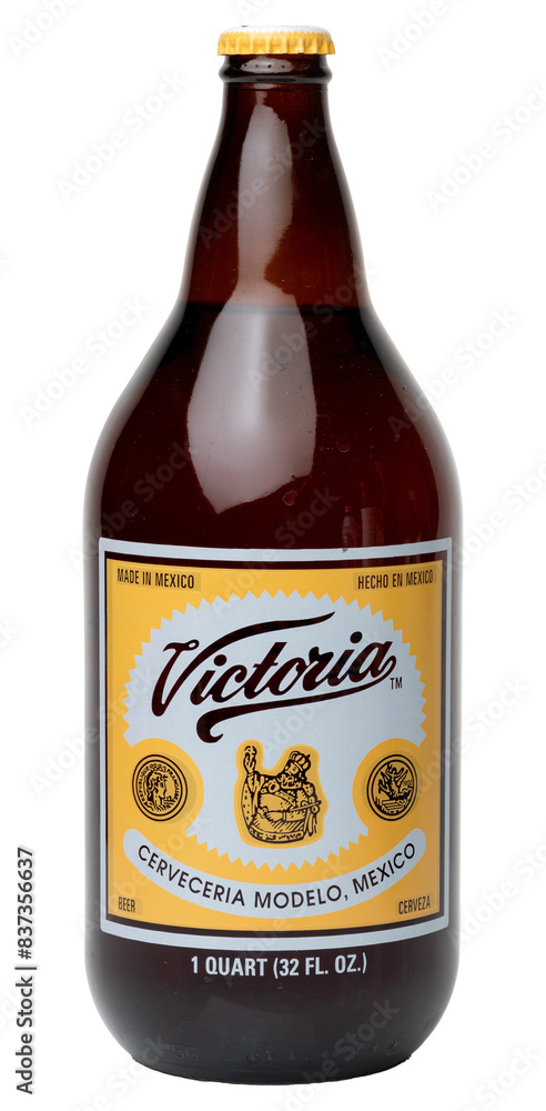 Bottle of Victoria brand Mexican beer isolated on a transparent ...