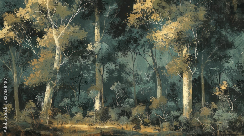 old forest wallpaper trees background modern decoreting wallpaper 3d ...