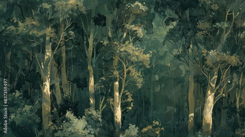 old forest wallpaper trees background modern decoreting wallpaper 3d ...
