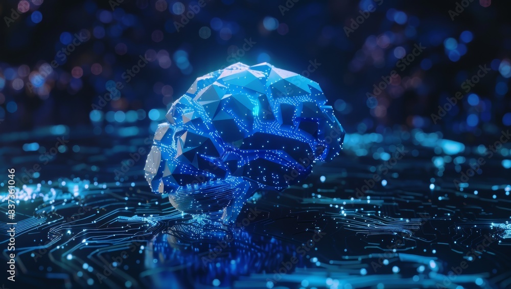 AI, ML, Deep learning, Blockchain neural network concept. Brain made ...