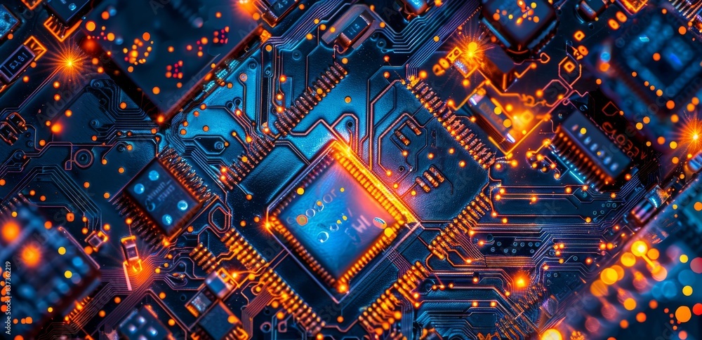 Featuring a highly detailed technology texture, an AI supercomputer ...