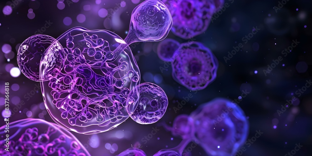 3D model of eukaryotic cell displays nucleus organelles and plasma ...