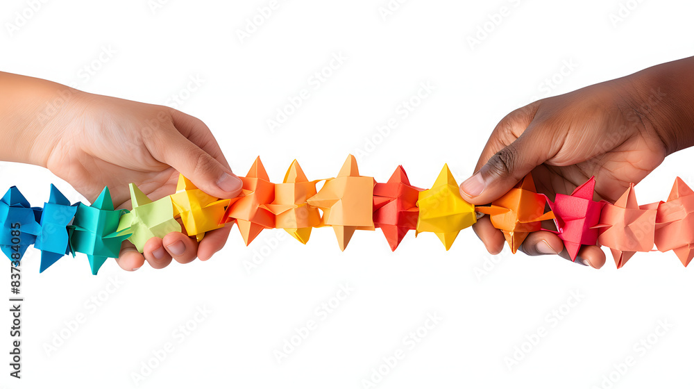 paper chain friends, teamwork, diversity, family or community, hand ...