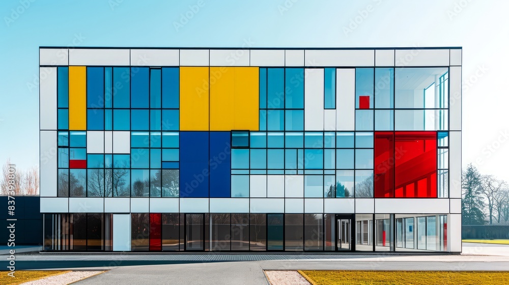 A De Stijl-inspired building characterized by clean lines, geometric ...