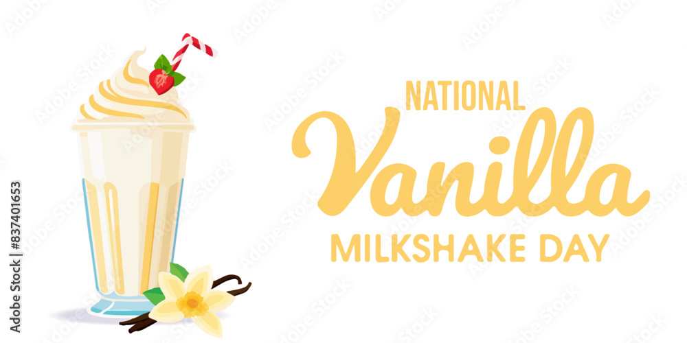 National Vanilla Milkshake Day vector illustration. Vanilla milkshake ...
