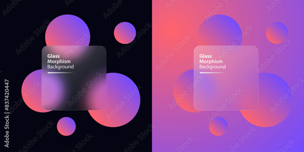 glassmorphism background banner with transparent glass frame template ...