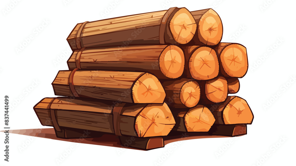 Wood Stack 2d flat cartoon vactor illustration isolated Stock Vector ...