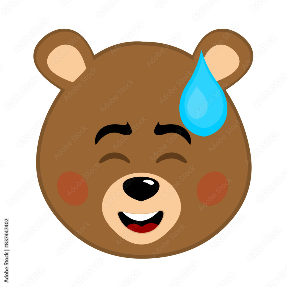 vector illustration face brown bear grizzly cartoon, with an expression ...