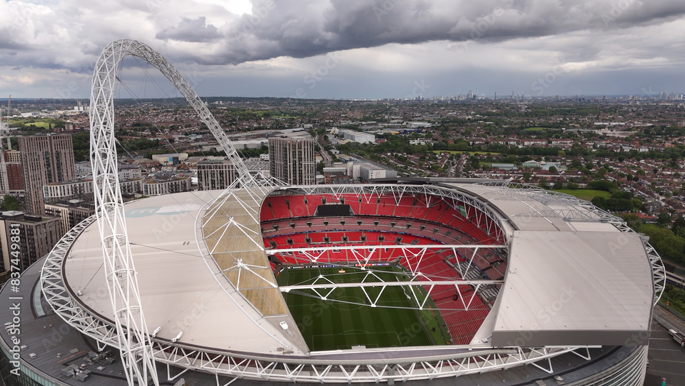 Wembley stadium London from above - aerial view over the famous ...