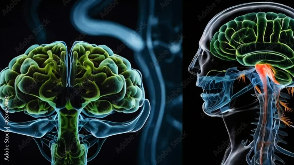 human brain and anatomy. seamless overlay 4k virtual video animation ...