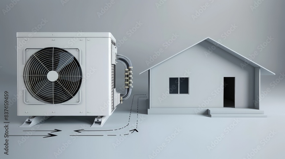 A realistic visualization of a high-efficiency air conditioning unit ...